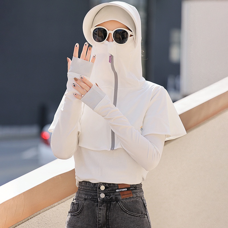 Summer women sunscreen hat shawl cape cape full face mask neck ...