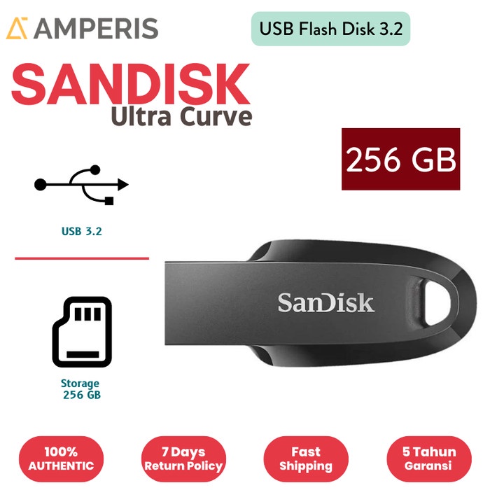 Sandisk Ultra Curve Flash Drive 256GB | Speed 100 Mbps | Usb 3.2 ...