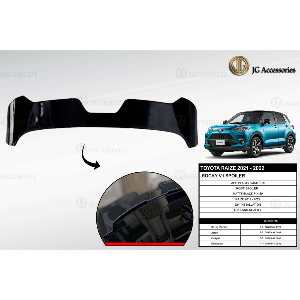 TOYOTA RAIZE 2021 2022 2023 ROCKY STYLE REAR SPOILER WING ABS MATERIAL ...