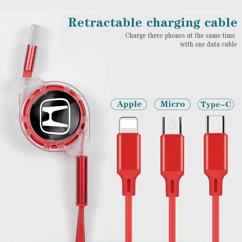 USB Type C 3in1 Retractable Liquid Silicone Fast Charging Data Cord For ...