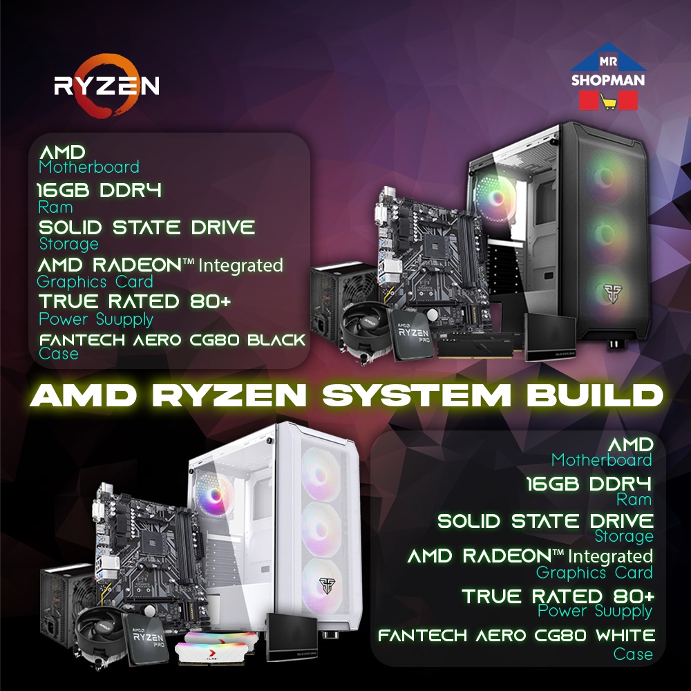 AMD Ryzen 5 4350G / 4650G / 5600G | Black / White System Build PC ...