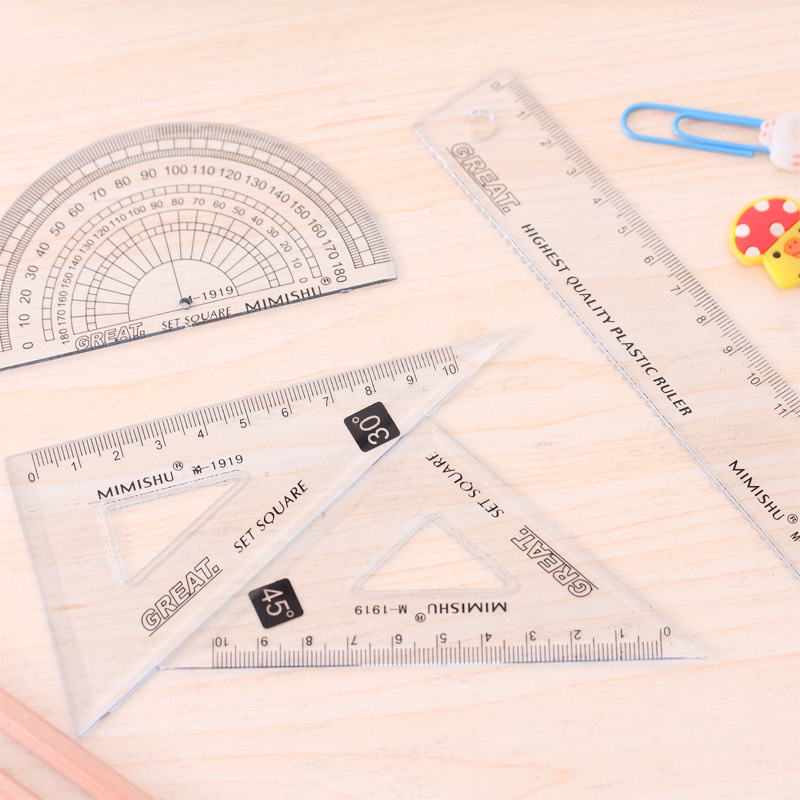 4Pcs simple wind small fresh set ruler transparent drawing set ruler ...
