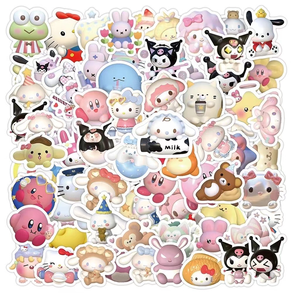【100pcs】3D Sanrio Sticker Cute Cartoon Decorative Stickers Kuromi ...