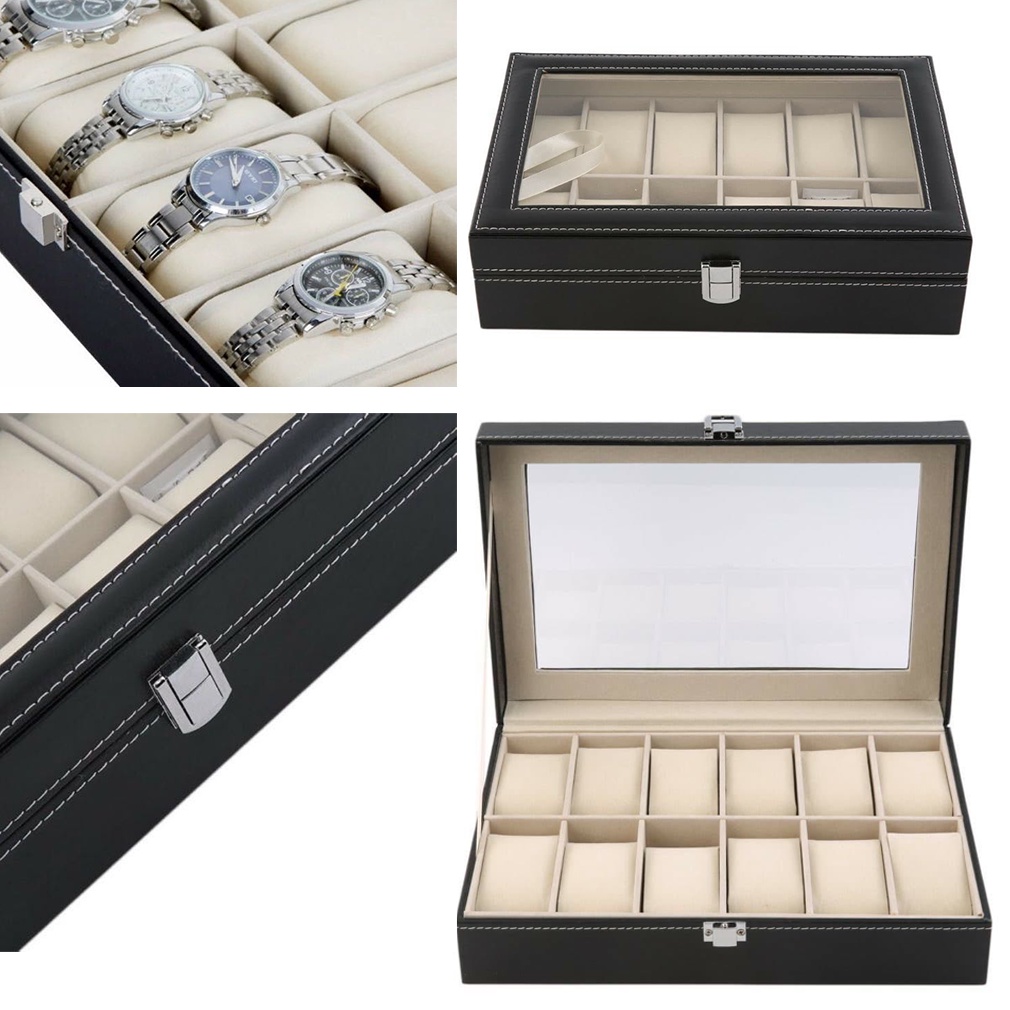 Watch Storage Organizer Case PVC Leather Jewelry Display Box | Shopee ...