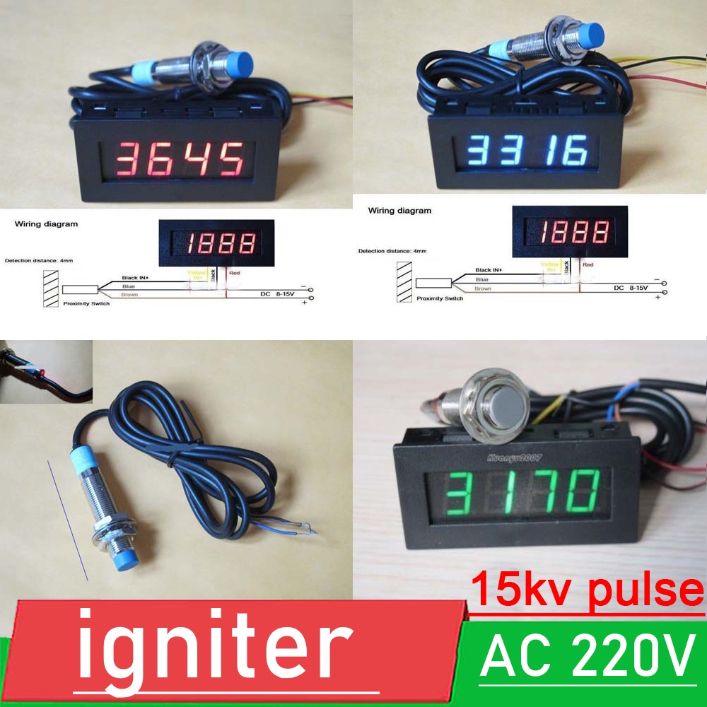 Digital Tachometer RPM LED Speed Meter Hall Proximity Switch Sensor for ...