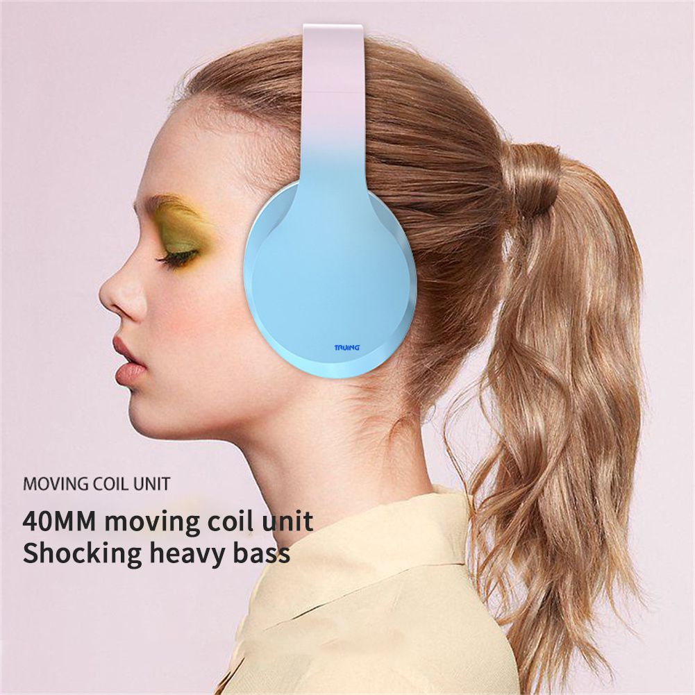 DR56 Gradient Color Head-wear Wireless Headset Bluetooth 5.1 40MM big ...