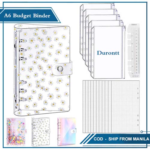 A6 Daisy PVC Binder Cover Budget Planner and 10 Clear Binder Pockets ...