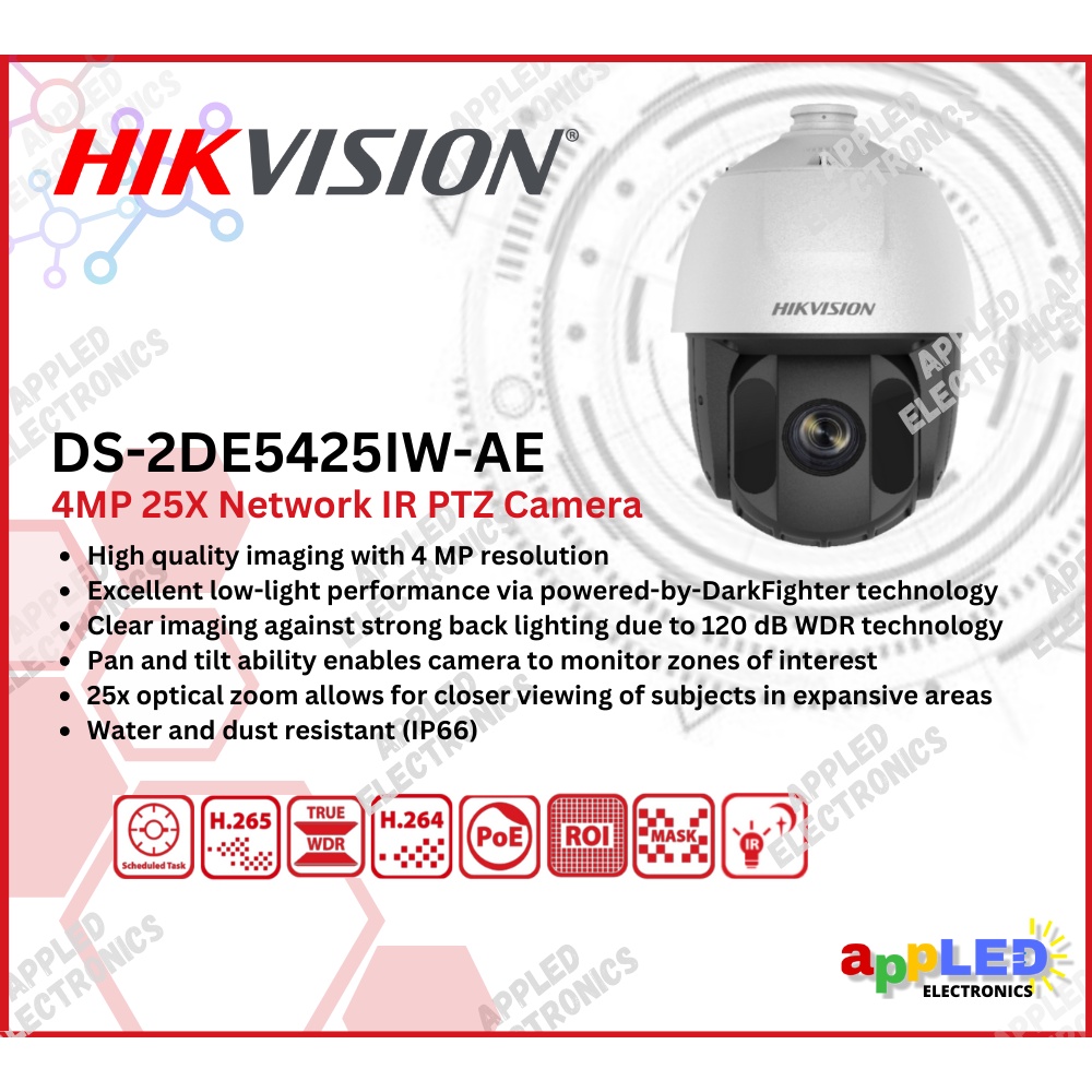 Hikvision DS-2DE5425IW-AE 5-inch 4 MP 25X Powered by DarkFighter IR Network PTZ Camera | Shopee ...