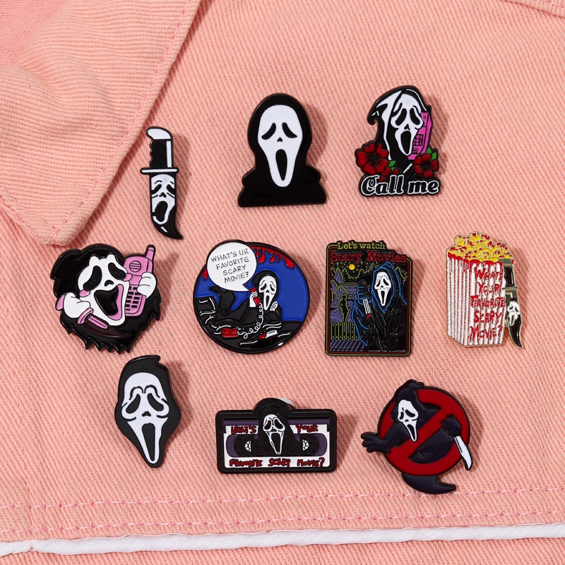 Horror Movies Killer Enamel Pins Scream Ghost Brooch Badges Lapel Pin ...