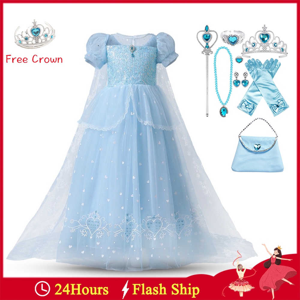 3-10 Years Frozen 2 Elsa Princess Tulle Dress for Girls Halloween Fancy ...