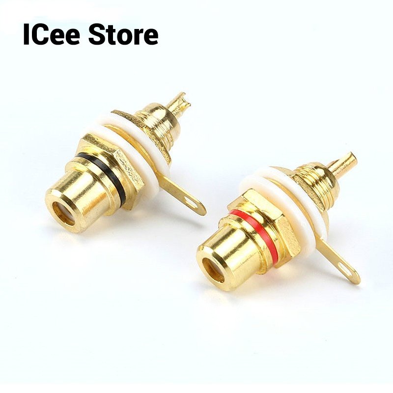 RCA Connector RCA Female Socket Connector Chassis Panel Mount Adapter ...