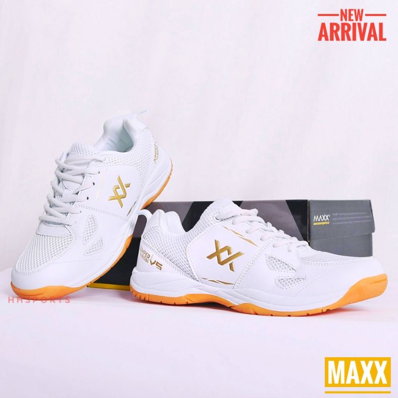 MAXX Badminton Shoes JUMPER WAVE V5 ( White/Gold ) | Shopee Philippines