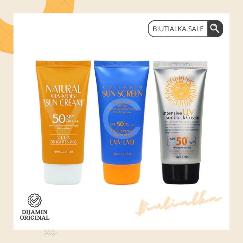 3w CLINIC Sunscreen Series 70ML (Intensive UV Sunblock Cream SPF 50+ PA ...