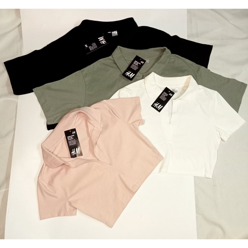 Elegant Crop Tops HnM Hanging Open Style Polo | Shopee Philippines