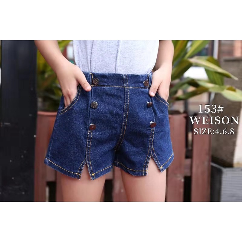 Kid's Shorts Denim Maong Short Buttons Down Side Slits w/Pocket Shorts ...