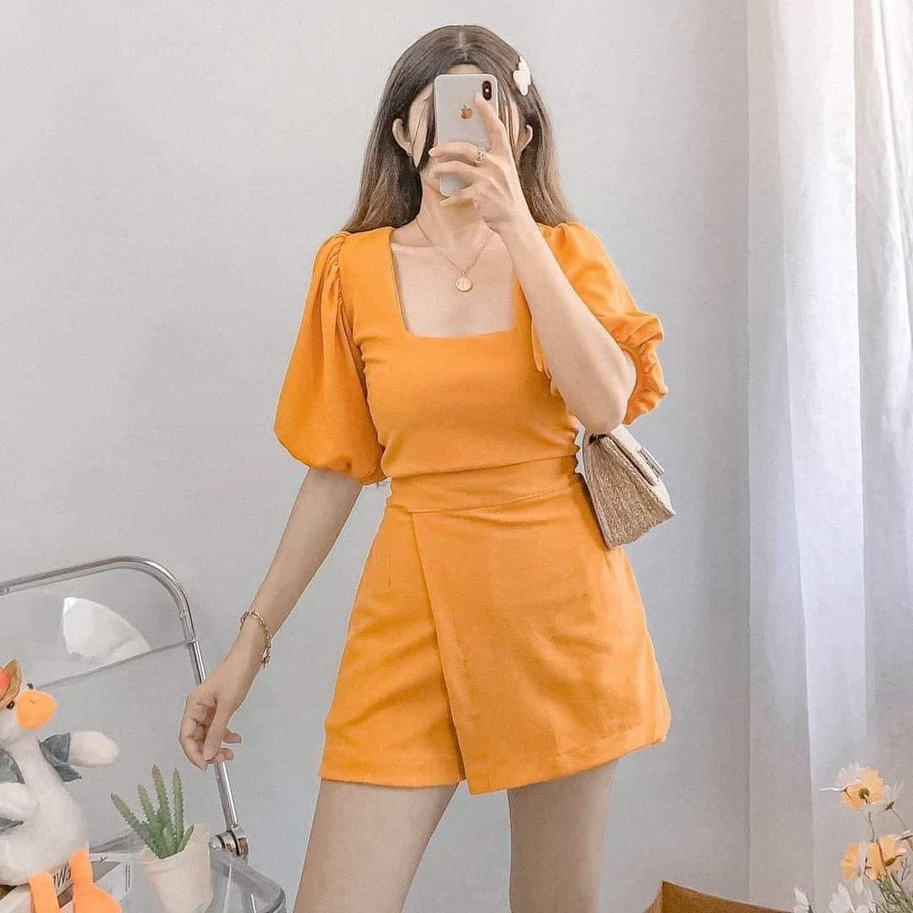 VEIN Terno Puff Sleeve Top Terno Skort Set | Shopee Philippines
