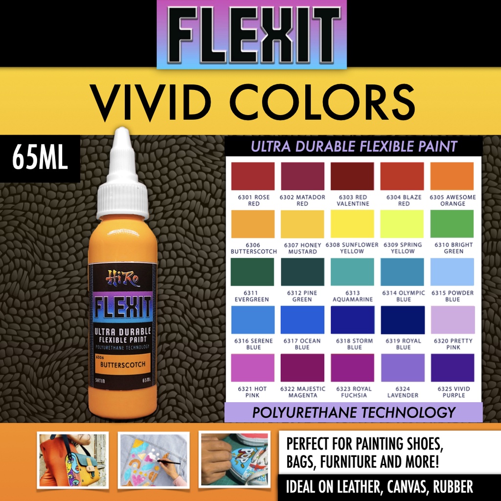 FLEXIT Vivid Colors 65ml | Ultra Durable Leather Paint (Angelus ...