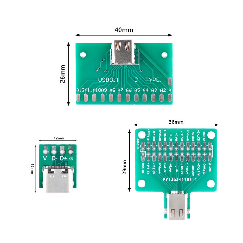USB Type-C Adapter Board USB 3.1 PCB Test Board 16Pin 24Pin 2.54mm ...