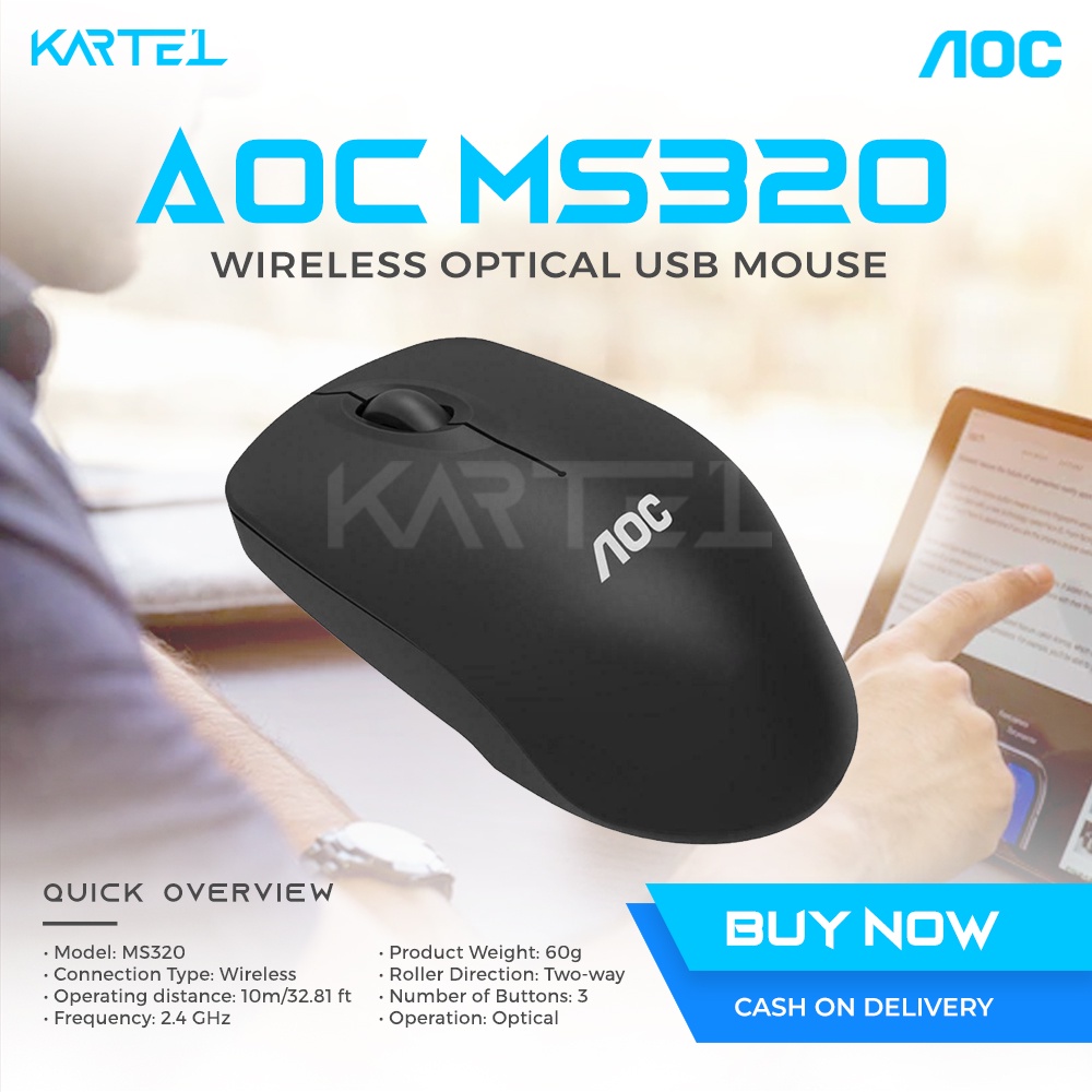 AOC MS320 Wireless Mouse for Notebook Desktop office business computer accessories | Shopee ...