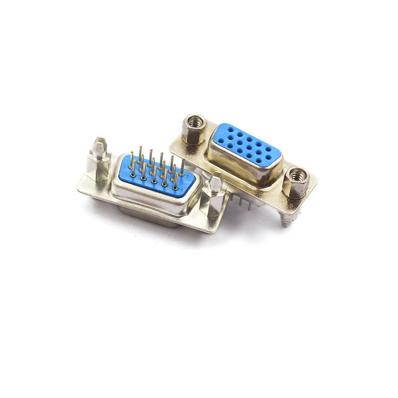 10pcs DP15 3Rows Male/Female Blue Straight Pin DB15 D-sub PCB Mount ...