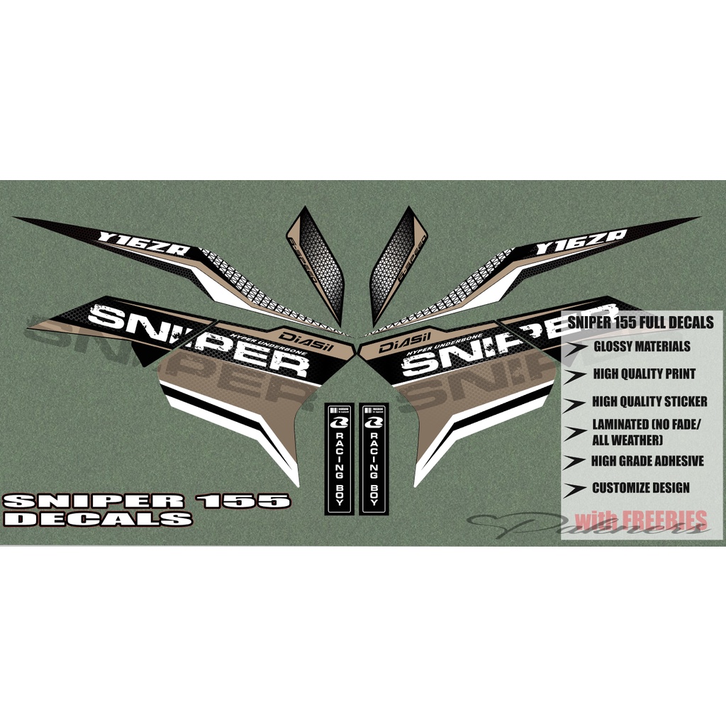 Sniper 155 YAMAHA Decals Laminated Anti fading high grade adhesive ...