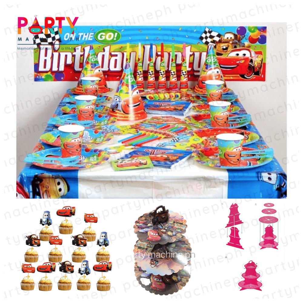 Cars Birthday Theme Party Supplies Disposable Plates Cups Toothpick ...