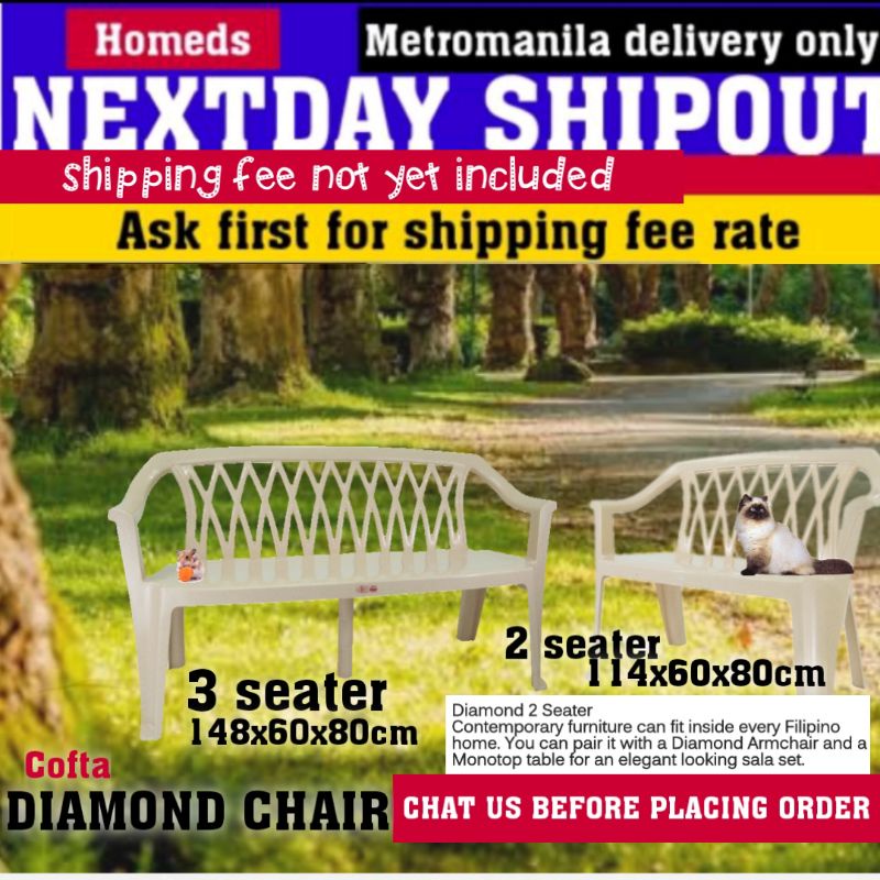 cofta diamond lovers bench chair with arm rest metromanila E | Shopee ...