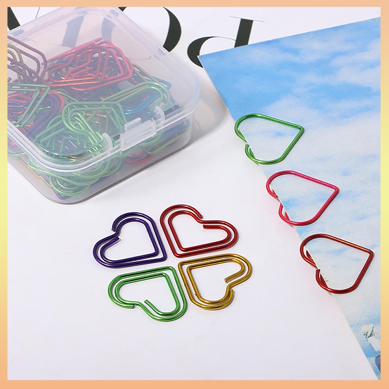 50 Pieces Multicolor Heart Shaped Love Paperclips Metal Paper Clips For ...