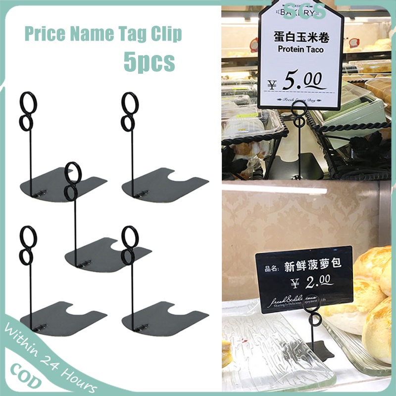 5PCS Price Name Tag Clip Stand Stainless Steel Cake Bread Price Label ...