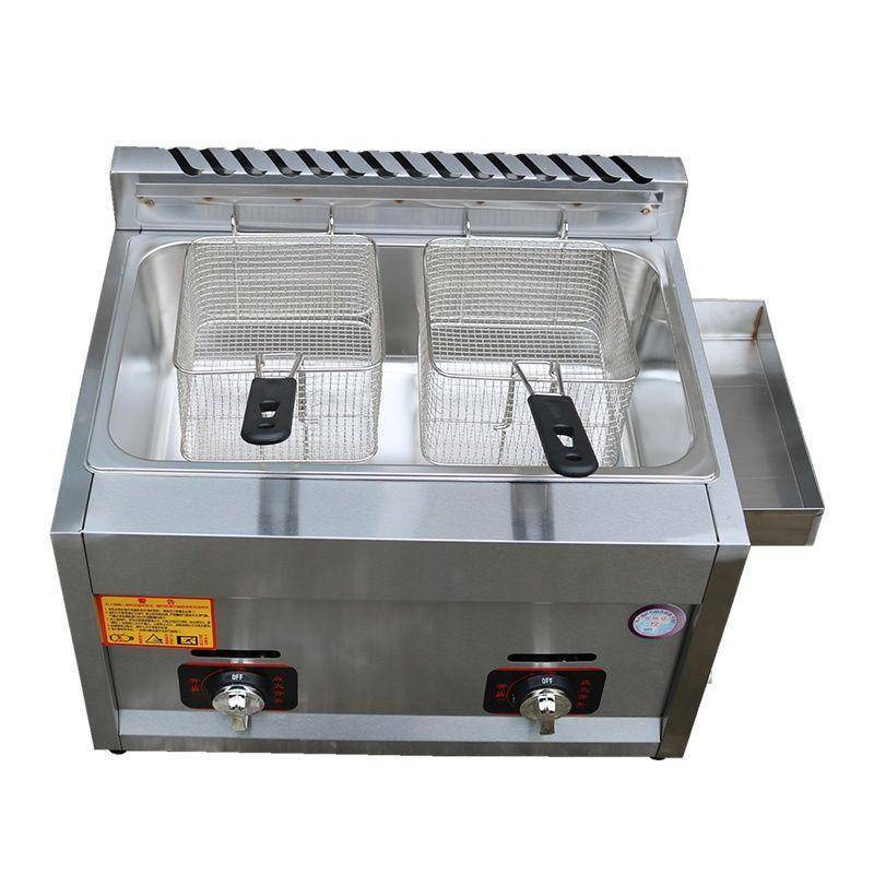 Double cylinder gas fried pot commercial gas fried frying furnace ...