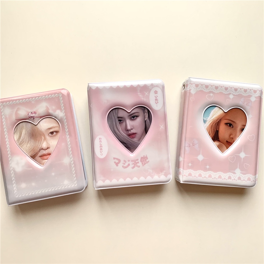Korean Angel Pink 3 Inch Photo Album Polaroid Card Holder 40 Slots PVC ...
