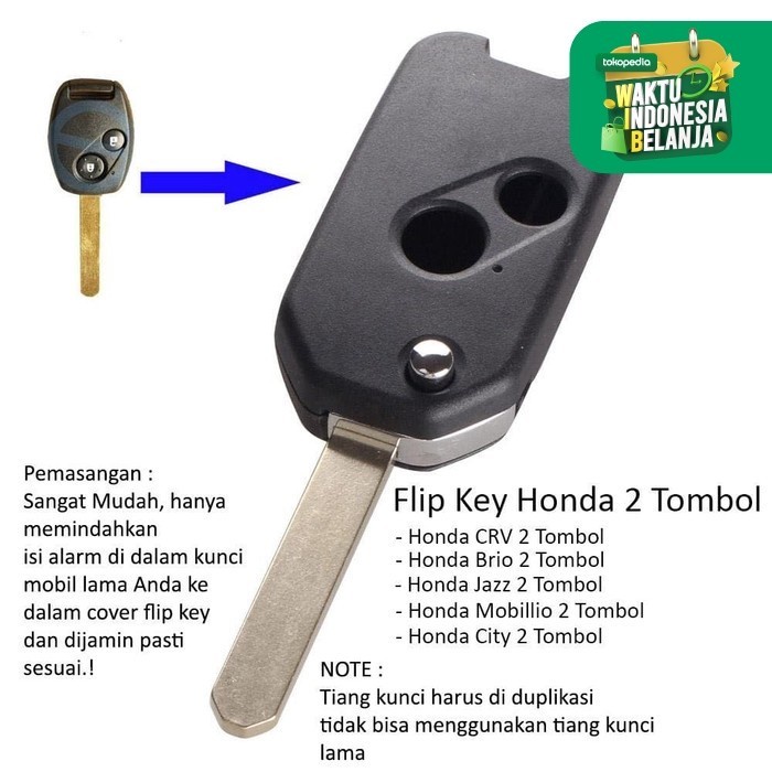 TOMBOL Honda 2-button Remote Key Case Safety Lock Crv Gen 3-fold Model ...