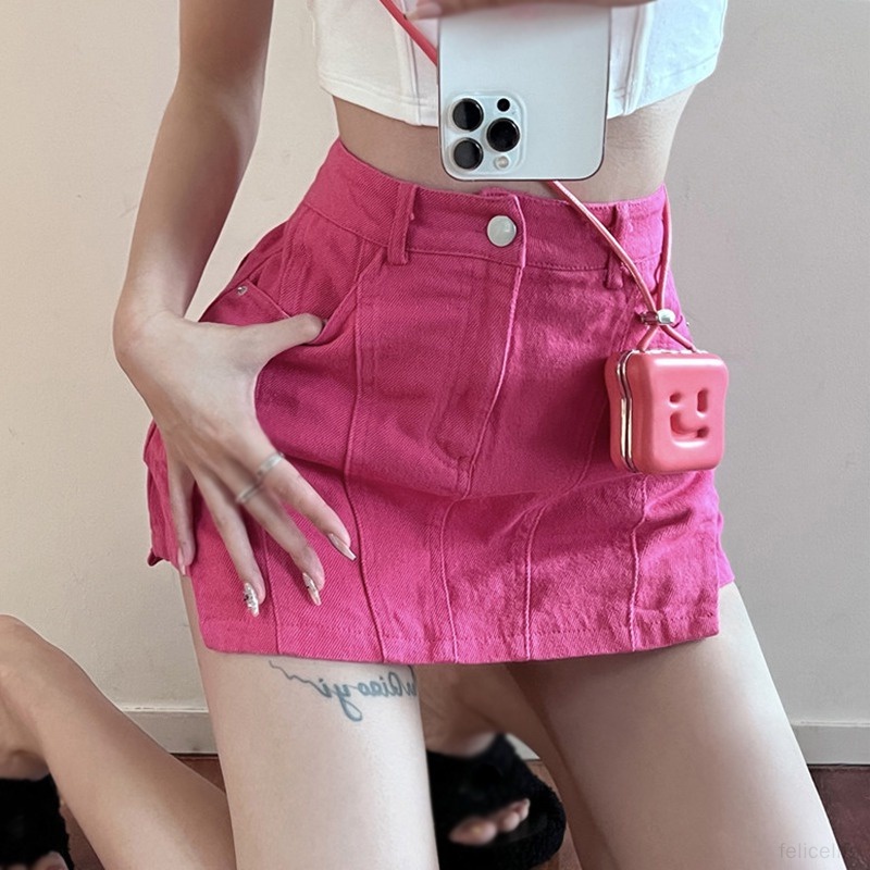 Women Sexy Denim Mini Skirts Culottes Short Irregular Womens Skirt Denim Slim Short Skirt