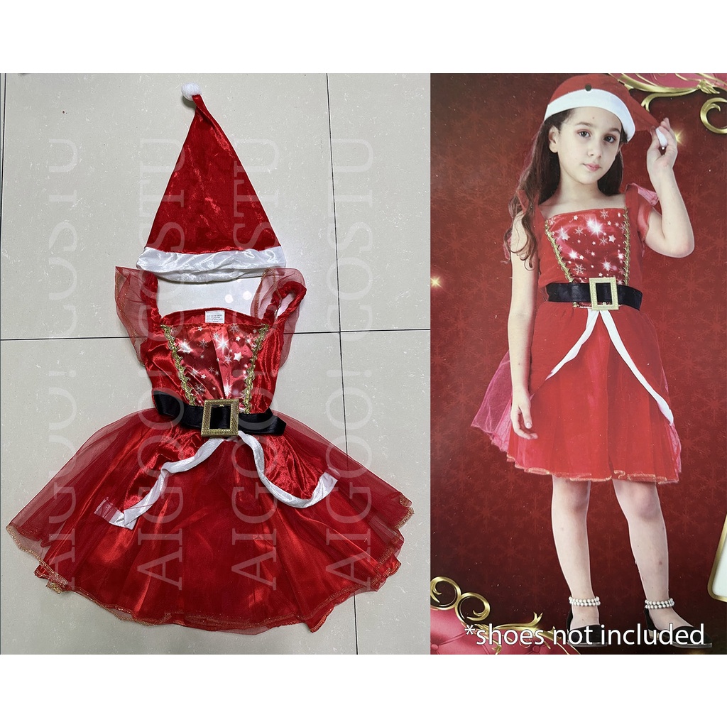 Santa Girl Costume for Kids Christmas Dress Holiday Cosplay | Shopee ...