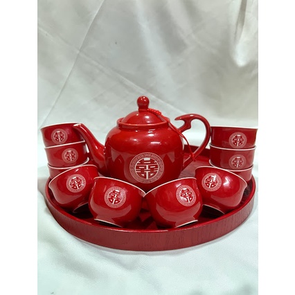 Tinghun Red Tea Set Chinese Wedding with Tray (with hee/ double ...