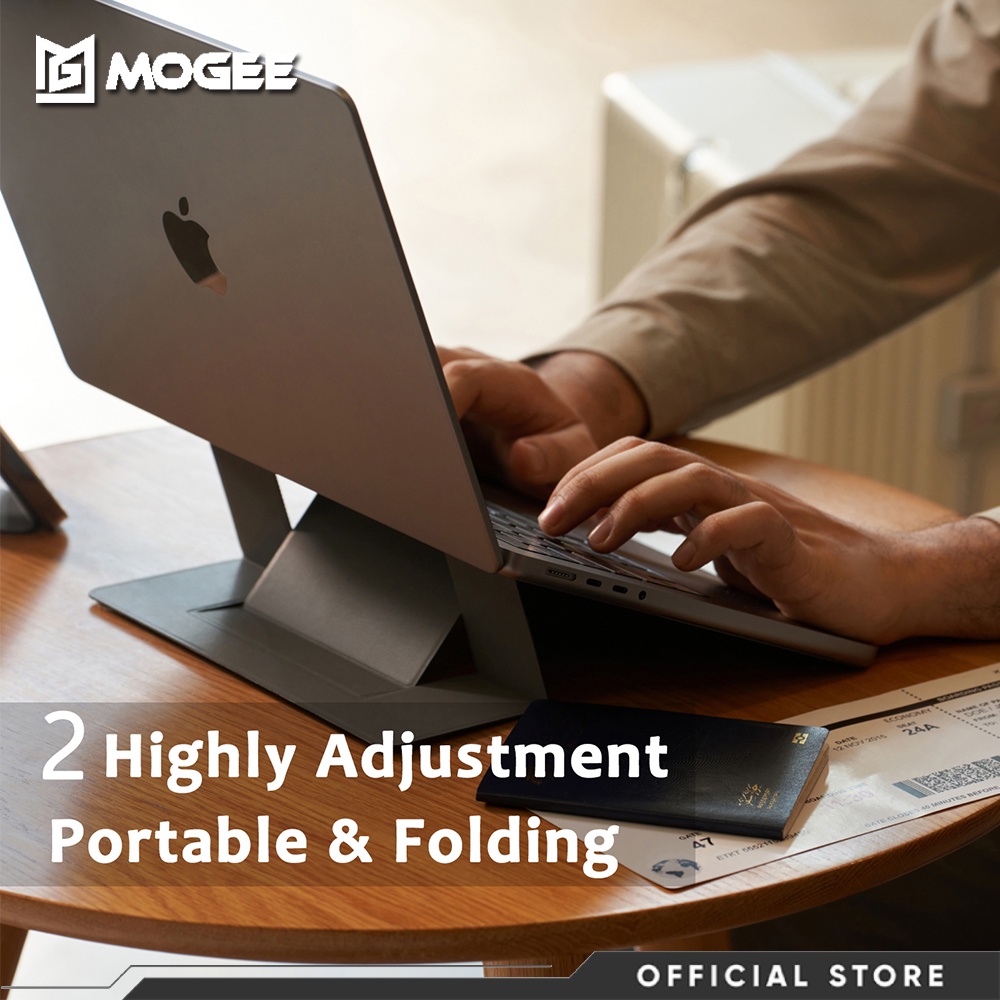 MOGEE Magnetic PU Foldable Adjustable Laptop Stand Portable Laptop ...