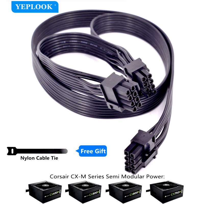 PCIe 8Pin to Dual 8Pin 6+2Pin Cable GPU PSU Splitter Cable 60+20cm For ...