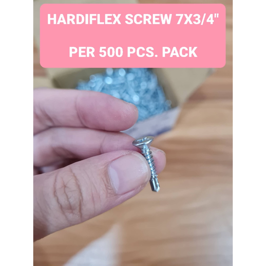 (500 pcs) Hardiflex Screw 7x3/4" Hardiscrew Ficem Board Screw G.I ...