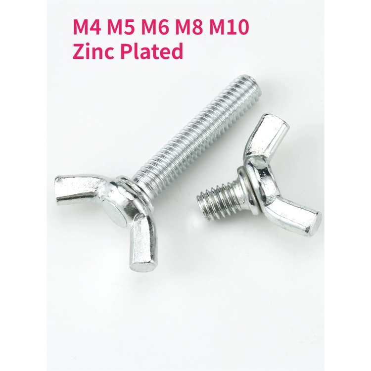 M4 M5 M6 M8 M10 Zinc Plated Butterfly Bolt Wing Screw Hand Tighting ...
