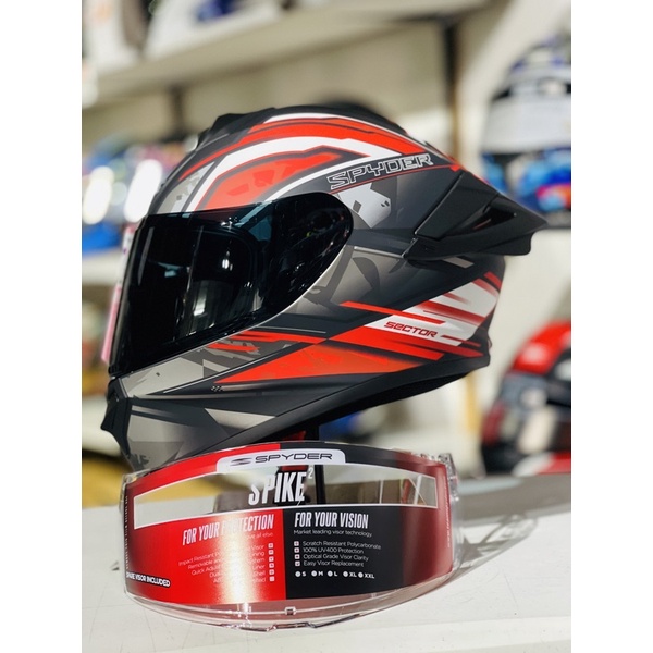 SPYDER SPIKE 2 S9 Full-Face Single Visor Helmet with Free Clear Visor ...