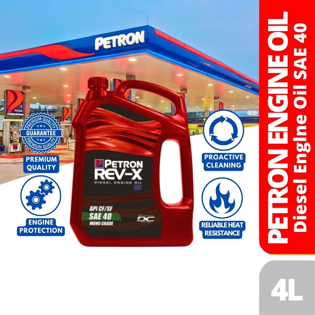 PETRON REV-X HD 40 Diesel Engine Oil SAE 40 (4 Liters) - 9921 petron ...