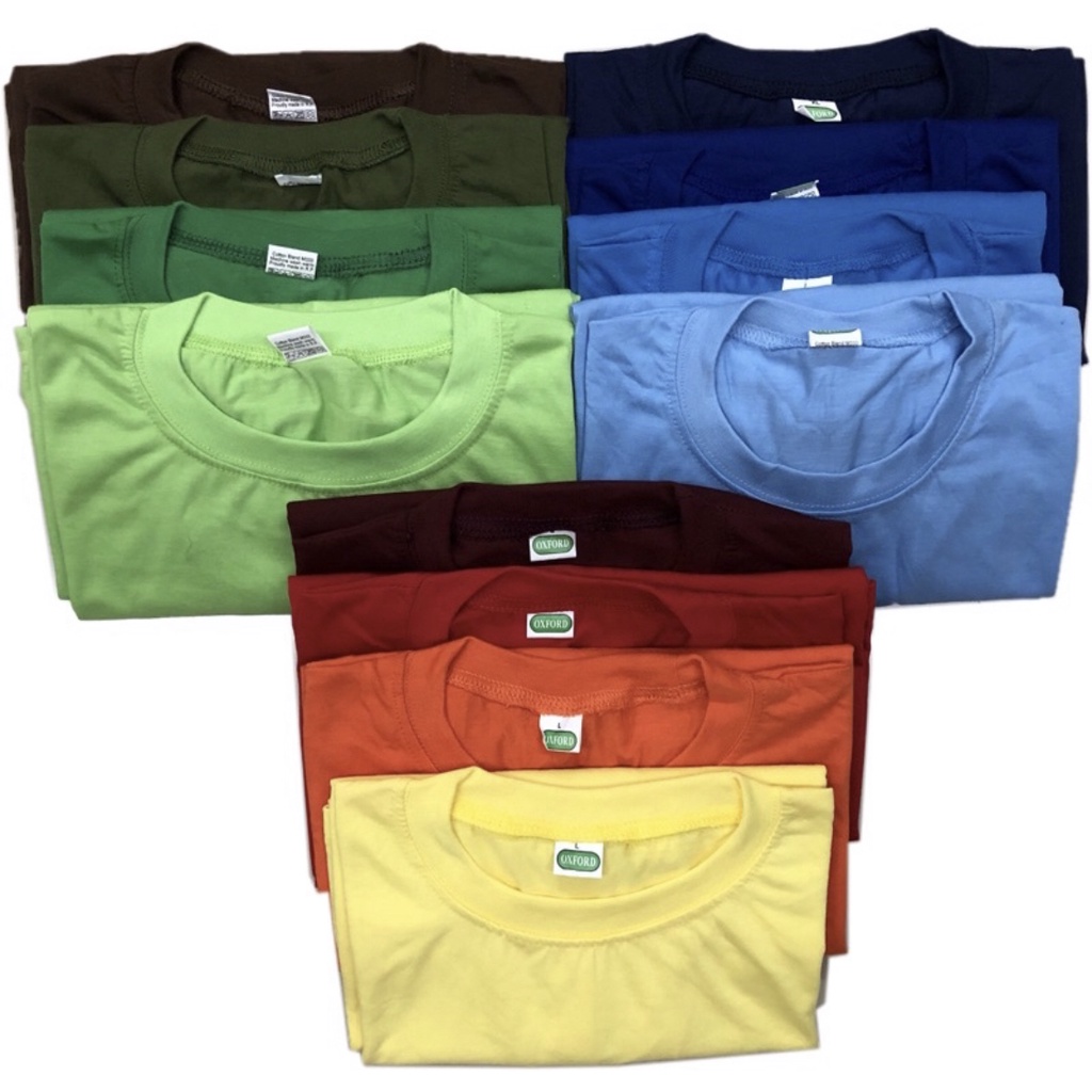 Oxford Plain Round neck T-Shirt COLORED All-Sizes | Shopee Philippines