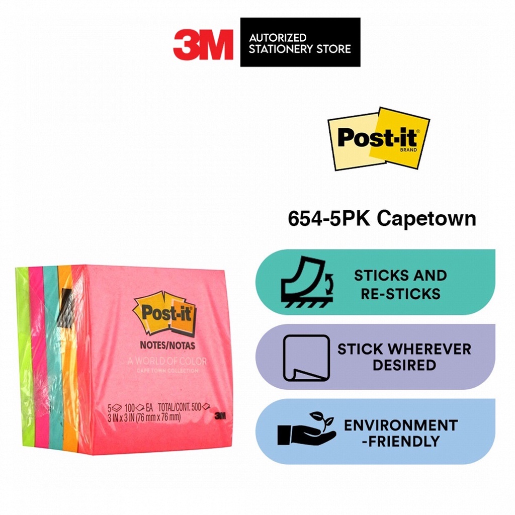 3M Post-it® Notes, 5 PD/PK 654-5PK Cape Town Collection [MP6545PK ...