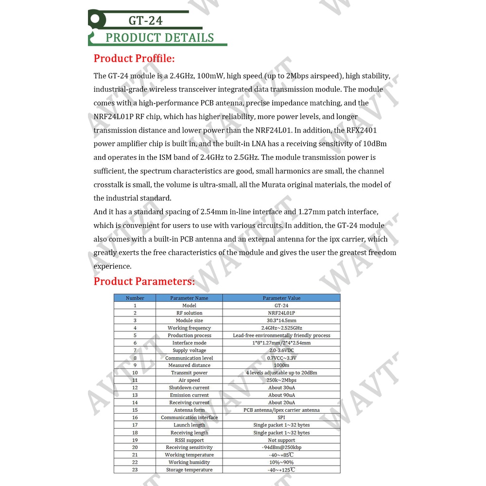 GT-24 2.4G SMD NRF24L01 1100 meter long-distance NRF24L01+PA+LNA SMD ...