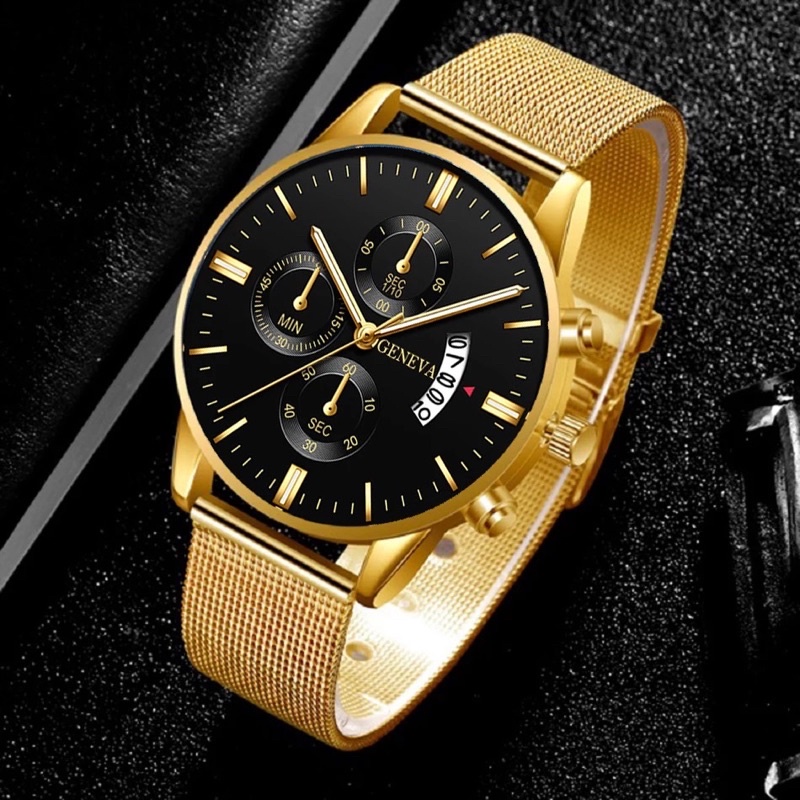 Relo Fashion Men Stainless Steel Watch Date Calendar Quartz Mens Wrist ...