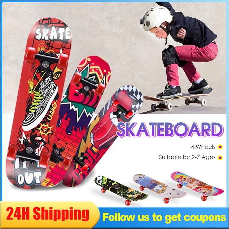 Four-Wheeled Skateboards Adult/Kids Frosted 7-layer Canadian Maple ...