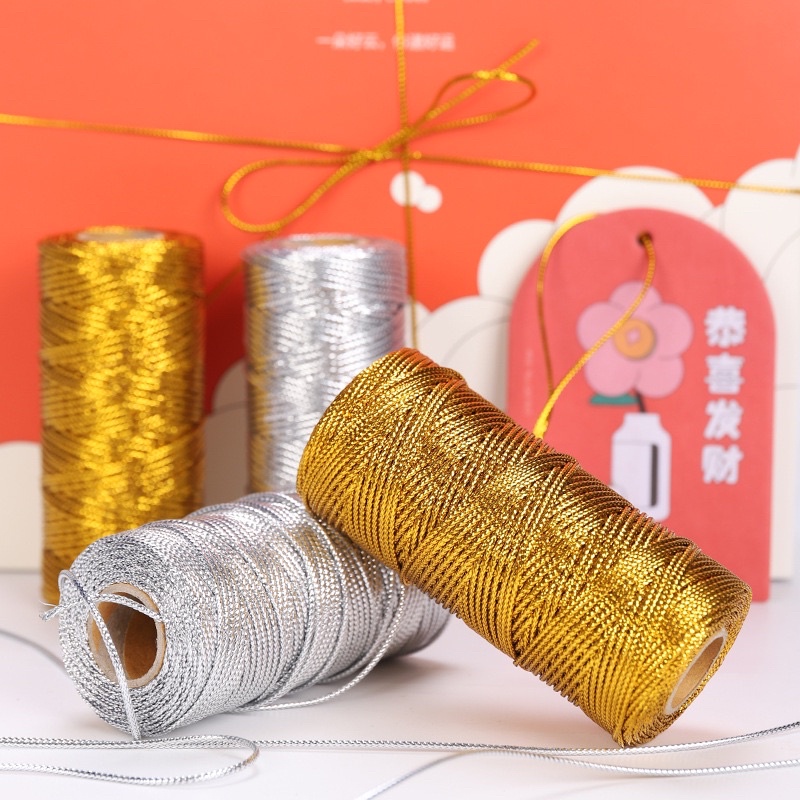 1.5mm 100M Gold Silver Metallic String Gift Tag String DIY Rope ...