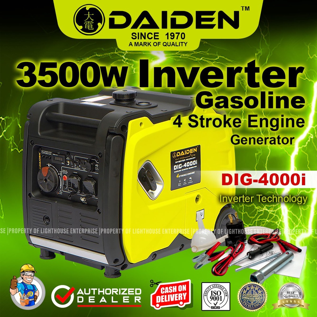 DAIDEN Japan 3500W Portable Gasoline Inverter Generator 4 Stroke Silent ...