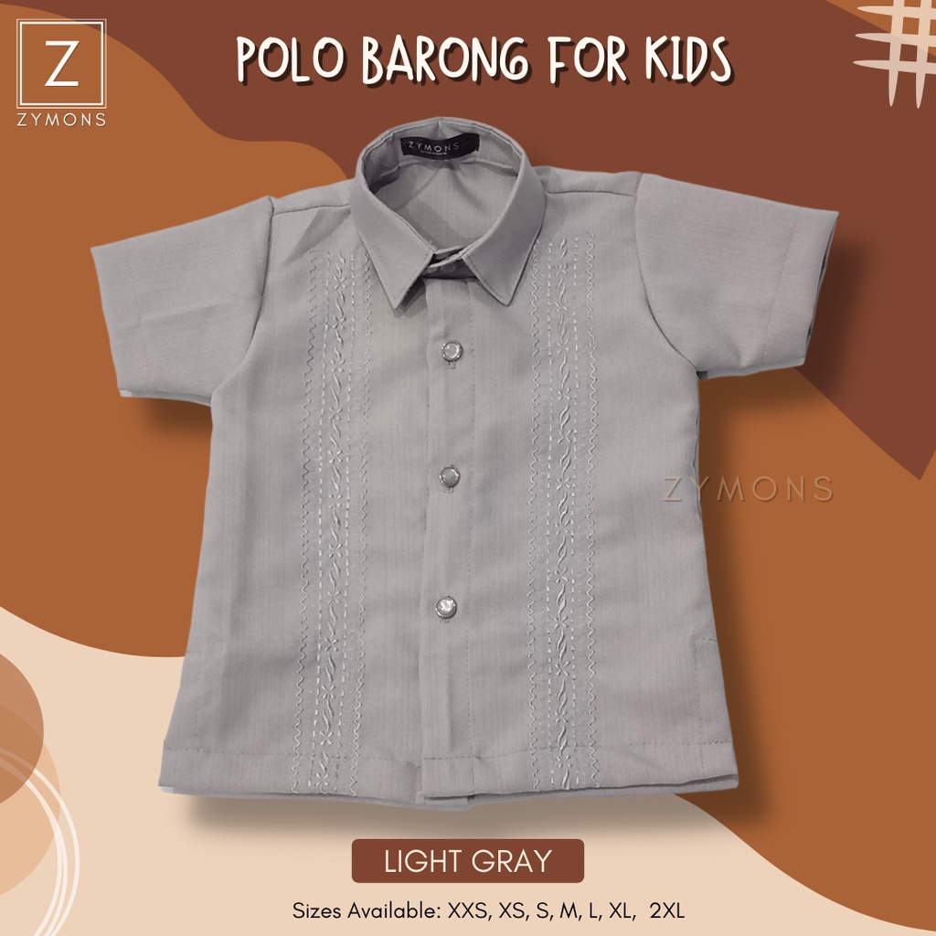 LIGHT GRAY POLO BARONG FOR KIDS | Shopee Philippines