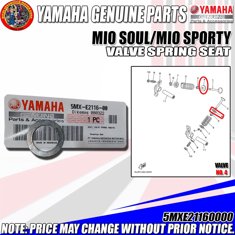 MIO SOUL/SPORTY VALVE SPRING SEAT (YGP) (Genuine: 5MX-E2116-00 ...